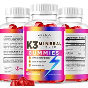 ZELSO K3 Mineral Keto Gummies Nutrition, The Original K3 Keto ACV Formula Pills Now in Gummy, Advanced Vitamins Plus Multivitamin, Men & Women Emily, 30 Day Supply