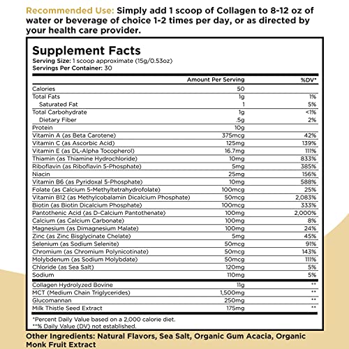 Livingood Daily Vanilla Collagen Powder, 30 Servings - Collagen Protein Powder (Collagen Type 1 and 3) Plus Multivitamin, Milk Thistle & Glucosamine - Hydrolyzed Collagen Peptides - 15.87oz