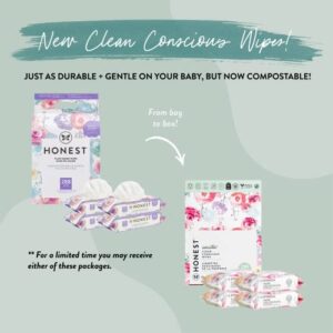 The Honest Company Clean Conscious Wipes | 100% Plant-Based, 99% Water, Baby Wipes | Hypoallergenic, Dermatologist Tested | Rose Blossom, 288 Count