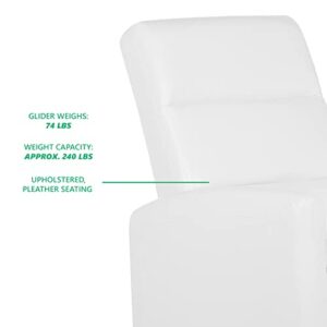 Evolur Reevo Upholstered Faux Leather Seating Glider Swivel, Rocker, Glider Chair for Nursery in White, Modern Nursery Glider, Tool-Free Assembly, Easy to Clean, Environmentally Conscious Rocker