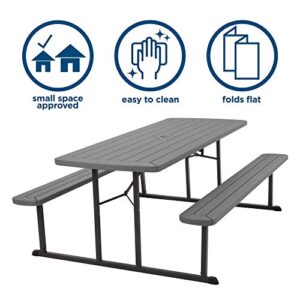 Cosco Outdoor Living 87902DGR1E 6 ft. Folding Blow Mold, Dark Wood Grain with Gray Legs Picnic Table