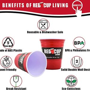 Red Cup Living Reusable Red Plastic Cups, 18 oz Cup - Set of 2 ,Party Cups