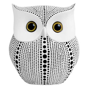 owl statue for home decor accents office decoration, apps2car handmade polka dots buhos modern bird figurine for indoor book shelf desktop cabinet fireplace mantel living room bedroom ornament (white)