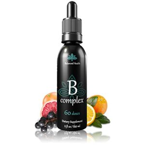 balanced health vitamin b-complex drops, 2oz, 60 doses, all 8 b-vitamins, immune energy support supplement non gmo vegetarian safe