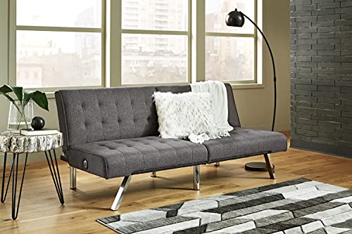 Signature Design by Ashley Sivley Modern Tufted Flip Flop Futon Sofa Bed, Dark Gray