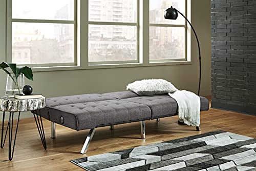 Signature Design by Ashley Sivley Modern Tufted Flip Flop Futon Sofa Bed, Dark Gray