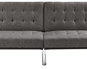 Signature Design by Ashley Sivley Modern Tufted Flip Flop Futon Sofa Bed, Dark Gray