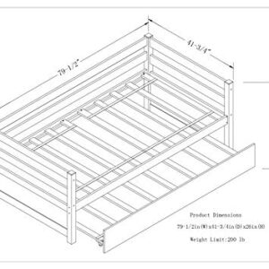 Hanway Twin Daybed with Trundle – Pine Wood Material Bed Frames – Elegant Furniture for Compact Rooms – Bedroom Accessories Ideal for Small Living Spaces – Classic White Paint Coating