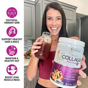 Multi Collagen Peptides Plus Hyaluronic Acid and Vitamin C Hydrolyzed Collagen Proteins Types I II III V and X Peach Mango Flavor