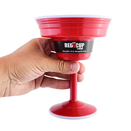 Red Cup Living Plastic Margarita Glasses, 15 oz Large Margarita Glasses | Red Cup Style Margarita Cups, BPA Free Giant Margarita Glass, Dishwasher Safe Drink Glasses | Perfect for Patio Parties, BBQ and Camping - Set of 1 ,Party Cups