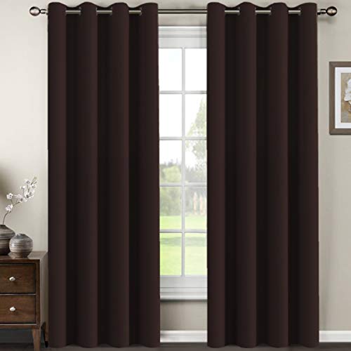 H.VERSAILTEX Premium Blackout Curtains for Living Room 84 Inches Length, Blackout Curtains for Bedroom Thermal Insulated Drapes - Chocolate Brown， 1 Panel