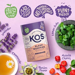 KOS Sleep Gummies - Sugar & Gelatin Free Sleep Aid Gummies for Adults - 50mg L-theanine & 6mg Melatonin Gummies - Individually Wrapped, Plant-Based Formula for a Restful Sleep - 30 Day Supply