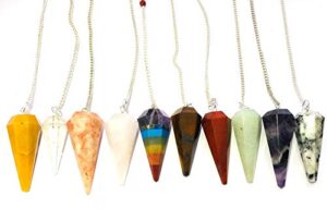 crystalmiracle ten gemstone cone pendulums reiki gift wellness energy dowsing metaphysical crystal healing feng shui meditation success chakra balancing powerful spiritual health wealth