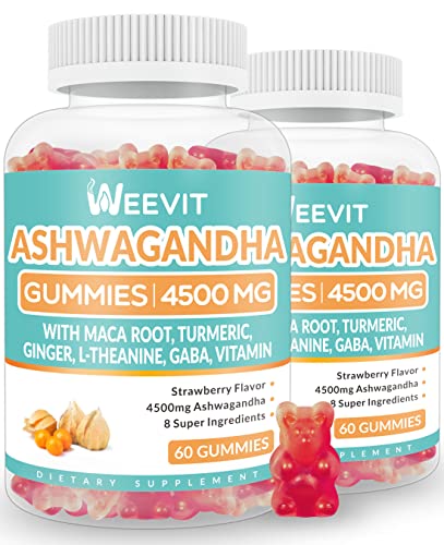 Ashwagandha Gummies 4500mg for Women & Men, Ashwagandha Gummy with Maca Root Powder | Organic Ashwa Gummies (2-Pack)