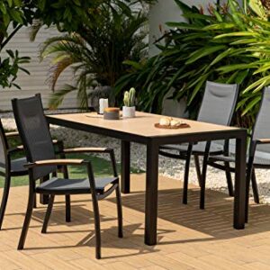 Armen Living Panama Outdoor 5 Piece Black Aluminum Dining Set