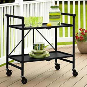 Cosco Outdoor Living INTELLIFIT Outdoor Or Indoor Folding 2 Shelves, Black Serving Cart