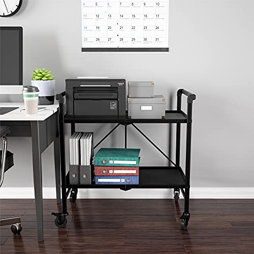 Cosco Outdoor Living INTELLIFIT Outdoor Or Indoor Folding 2 Shelves, Black Serving Cart