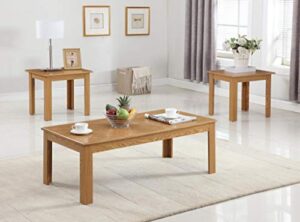 gtu furniture occassional modern, sophisticated, vintage glam, 3-piece square accent table set with 1 coffee table, and 2 end tables in a light oak wood finish, mesitas para sala