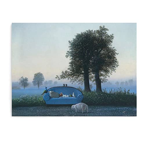 Funny Posters Illustration Michael Sowa Art Guinea Fowl, Diving Pig, Image Conscious The Blue Sofa, Dog with Cone Aesthetic Posters (1) Wall Art Paintings Canvas Wall Decor Home Decor Living Room De