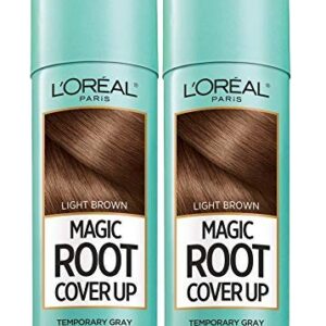 L'Oreal Paris Hair Color Root Cover Up Temporary Gray Concealer Spray Light Brown (Pack of 2) (Packaging May Vary)