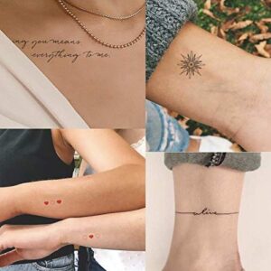 Everjoy Realistic Temporary Tattoos 100+ Designs, 16 Sheets, Inspirational Quotes, Live Laugh Love, Faith, Hope, Breathe, Boho, Butterfly, Heart, Cross, Infinity Tattoos