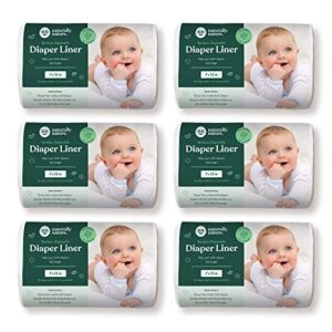 naturally natures bamboo disposable diaper liners (6pk) 600 sheets gentle and soft, chlorine and dye-free, unscented, biodegradable inserts (set of 6) 600 liners