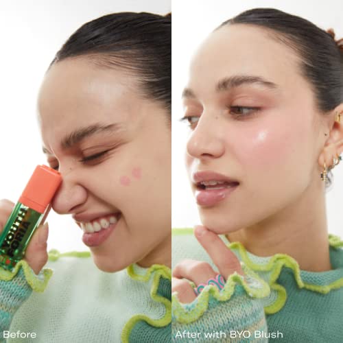 Youthforia BYO Blush - Green Color Changing Liquid Blush Oil, 6.5 ML Gel Blush Contour Liquid Korean Blush, Liquid Blush for Cheeks, Foundation Makeup Brush, Powder Brush