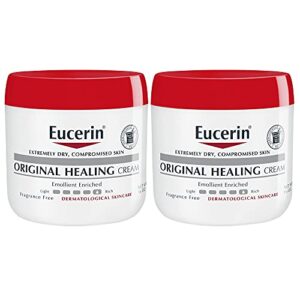 eucerin original healing cream, fragrance free body cream for dry skin, 2 pack of 16 oz jars