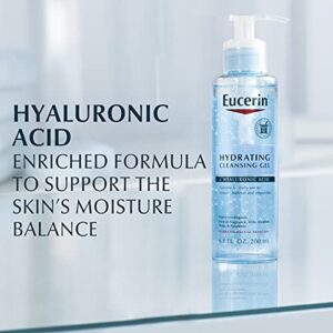 Eucerin Hydrating Cleansing Gel, Daily Facial Cleanser Formulated with Hyaluronic Acid, 6.8 Fl Oz