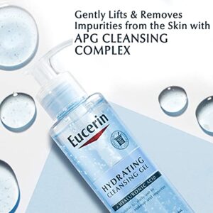 Eucerin Hydrating Cleansing Gel, Daily Facial Cleanser Formulated with Hyaluronic Acid, 6.8 Fl Oz