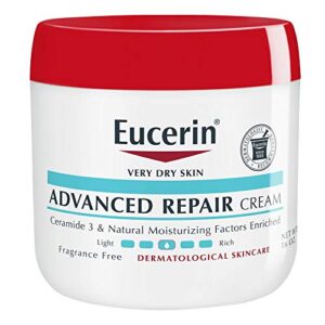 eucerin advanced repair body cream, fragrance free body cream for dry skin, 16 oz jar