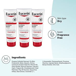 Eucerin Eczema Relief Cream - Full Body Lotion for Eczema-Prone Skin - 8 Ounce (Pack of 3)