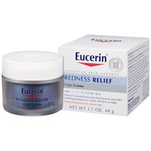 eucerin redness relief night creme – gently hydrates to reduce redness-prone skin at night – 1.7 oz jar