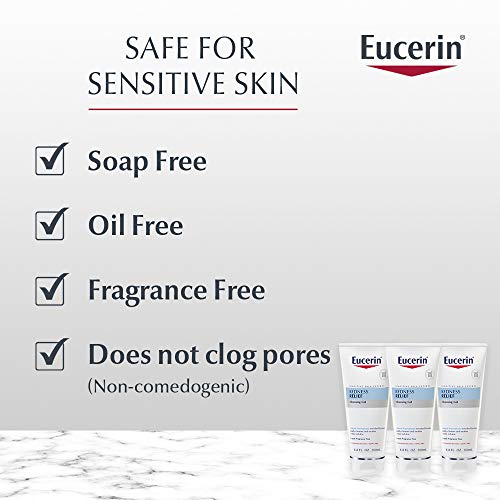 Eucerin Redness Relief Cleansing Gel - Fragrance Free, Gently Cleanses Sensitive Skin - 6.8 fl. oz. Tube (Pack of 3)