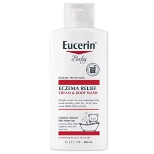 eucerin baby eczema relief cream & body wash, eczema body wash for babies, 13.5 fl oz bottle