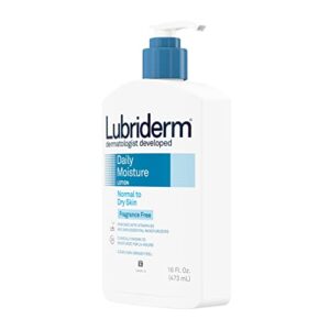 Lubriderm Daily Moisture Hydrating Unscented Body Lotion with Pro-Vitamin B5 for Normal-to-Dry Skin for Healthy-Looking Skin, Non-Greasy and Fragrance-Free Lotion, 16 fl. oz