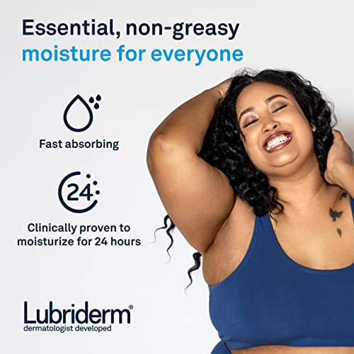 Lubriderm Daily Moisture Hydrating Unscented Body Lotion with Pro-Vitamin B5 for Normal-to-Dry Skin for Healthy-Looking Skin, Non-Greasy and Fragrance-Free Lotion, 16 fl. oz