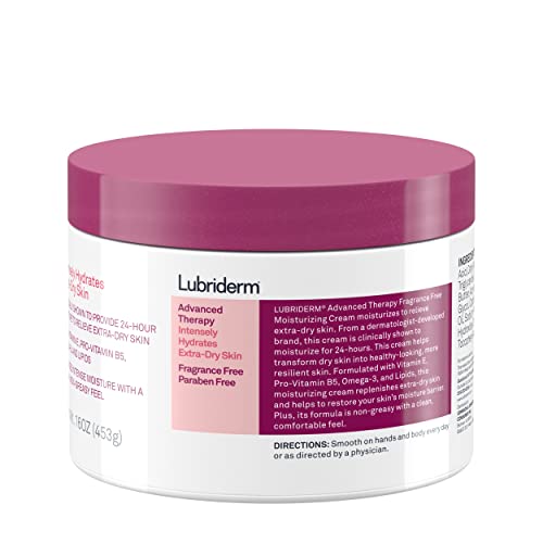 Lubriderm Advanced Therapy Fragrance-Free Moisturizing Cream with Vitamin E and Pro-Vitamin B5, Intense Hydration for Extra Dry Skin, Non-Greasy Formula, 16 fl. oz