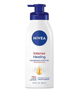 nivea intense healing body lotion, 72 hour moisture for dry to very dry skin, body lotion for dry skin, 16.9 fl oz pump bottle