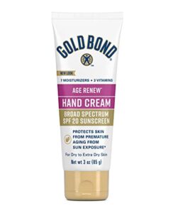 gold bond ultimate age defense hand cream 3 oz., with broad spectrum spf 20 sunscreen