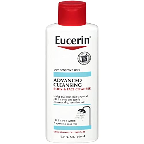 Eucerin Advanced Cleansing Body & Face Cleanser 16.9 Ounce (500ml) (Pack of 6)