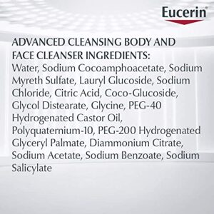 Eucerin Advanced Cleansing Body & Face Cleanser 16.9 Ounce (500ml) (Pack of 6)