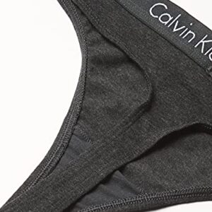 Calvin Klein Women's Motive Cotton Multipack Thong Panty, Charcoal Heather/Black, Medium