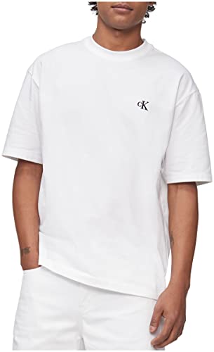 Calvin Klein Men's Relaxed Fit Monogram Logo Crewneck T-Shirt, Brilliant White, Medium