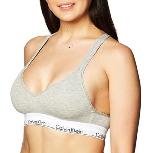 Calvin Klein Women's Modern Cotton Lightly Lined Bralette Non-Wired and Non paded , Grey Heather, Medium