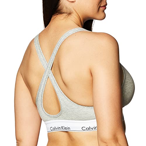 Calvin Klein Women's Modern Cotton Lightly Lined Bralette Non-Wired and Non paded , Grey Heather, Medium