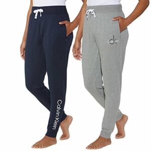 calvin klein women’s 2 pack french terry joggers (as1, alpha, x_l, regular, regular, shoreline(navy)/wolf grey heather, x-large)