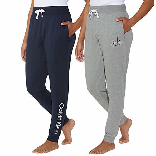 Calvin Klein Women's 2 Pack French Terry Joggers (as1, Alpha, x_l, Regular, Regular, Shoreline(Navy)/Wolf Grey Heather, X-Large)