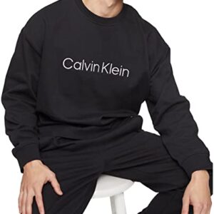 Calvin Klein Men's Relaxed Fit Logo French Terry Crewneck Sweatshirt, Black Beauty, Small