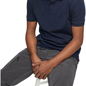 Calvin Klein Men's Smooth Cotton Monogram Logo Polo Shirt, Dark Sapphire, Large